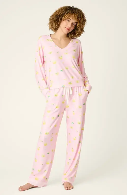PJ Salvage La Dolce Spritz Long Sleeve Pajama Top - Pastel Pink