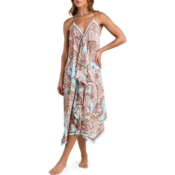 L'Agence Traditional Paisley Cover-up Dress - Blue Multi