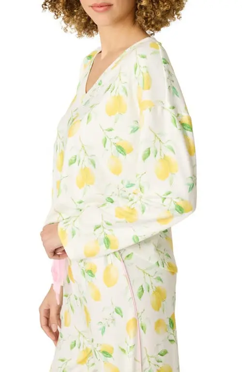 PJ Salvage La Dolce Spritz Long Sleeve Pajama Top - Ivory