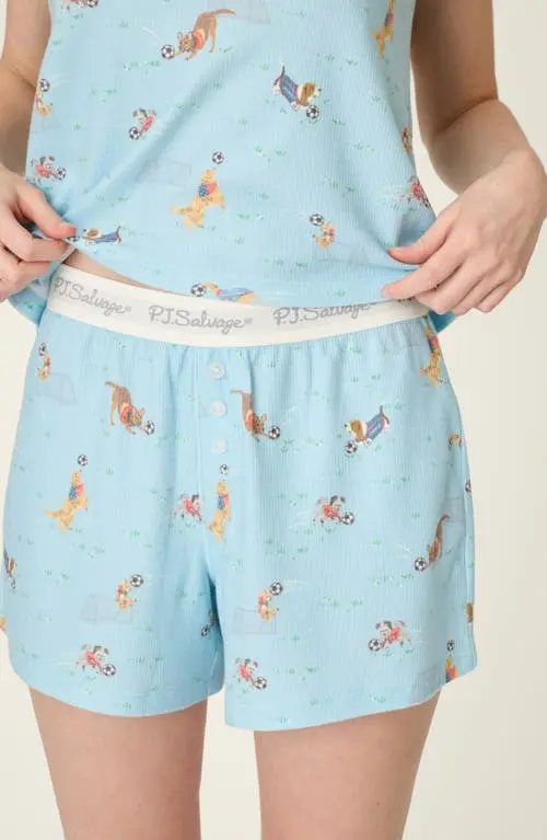 PJ Salvage Print Boyfriend Boxer Shorts Pajamas - Cloud Blue