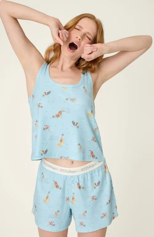PJ Salvage Print Boyfriend Boxer Shorts Pajamas - Cloud Blue