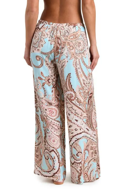 L'Agence Paisley Print Wide Leg Pants - Blue Multi