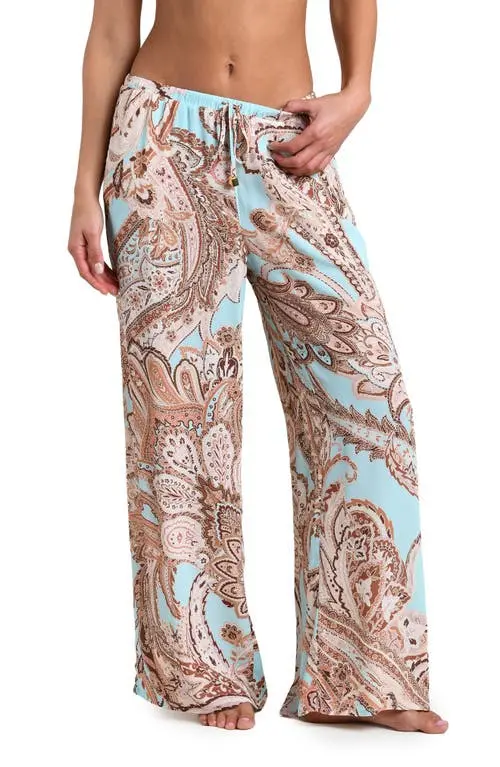 L'Agence Paisley Print Wide Leg Pants - Blue Multi