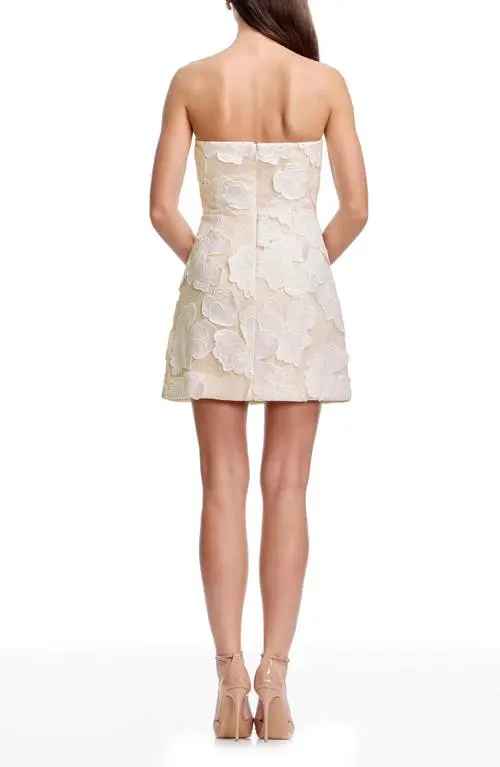 Dress The Population Amity Strapless Embroidered Floral Cocktail Mini Dress