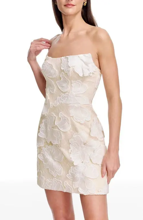 Dress The Population Amity Strapless Embroidered Floral Cocktail Mini Dress