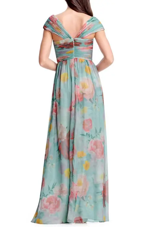 Dress The Population Xyla Floral Off-the-shoulder Gown
