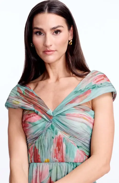 Dress The Population Xyla Floral Off-the-shoulder Gown