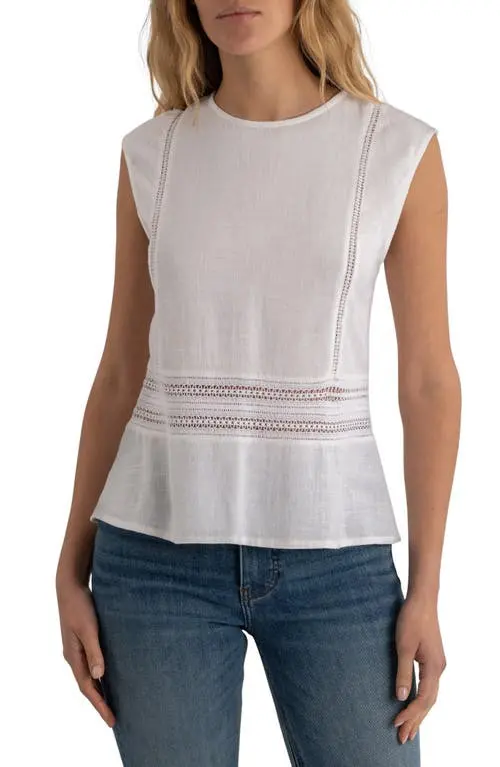 Kut From The Kloth Carly Cap Sleeve Top With Lace Insets - White