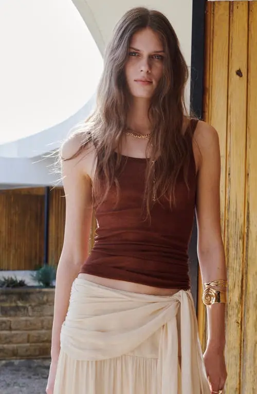 Mango Tiered Ruffle Maxi Skirt With Sash - Ecru