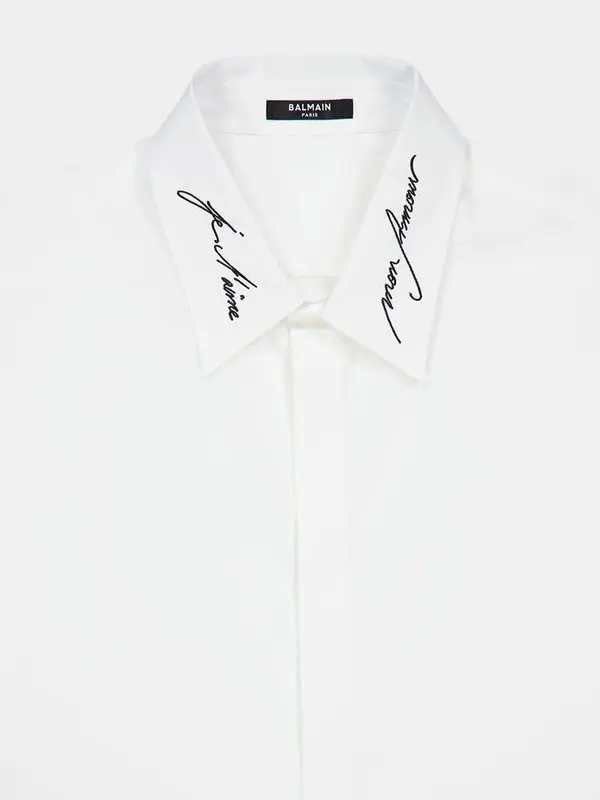 Balmain Embroidered Collar Poplin Shirt