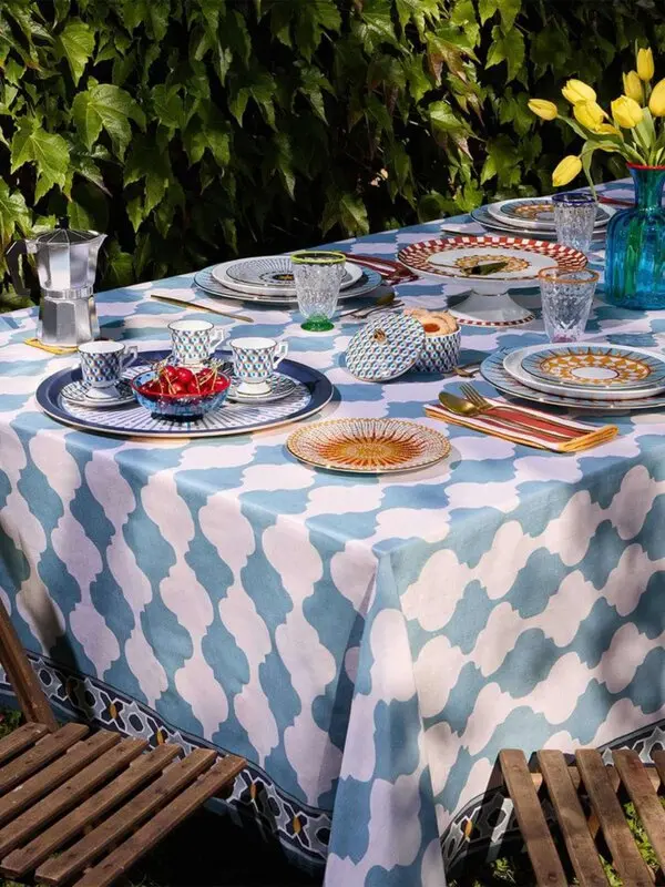 La DoubleJ Plaza Sky Blue Medium Tablecloth - Multicolour
