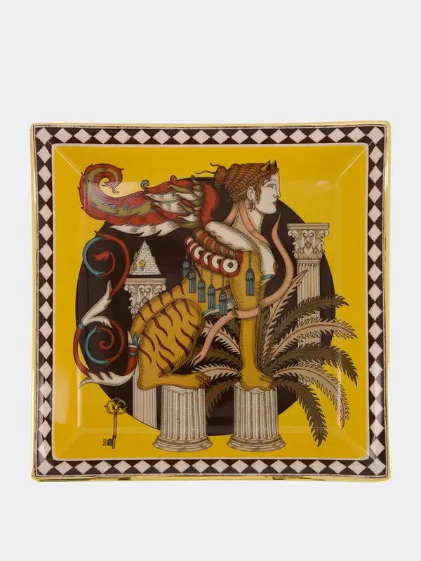 La DoubleJ Sphynx Porcelain Trinket Tray - Yellow