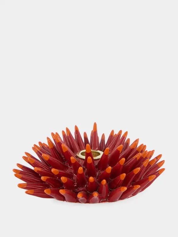 La DoubleJ Solid Bordeaux Spine Candle Holder - Red
