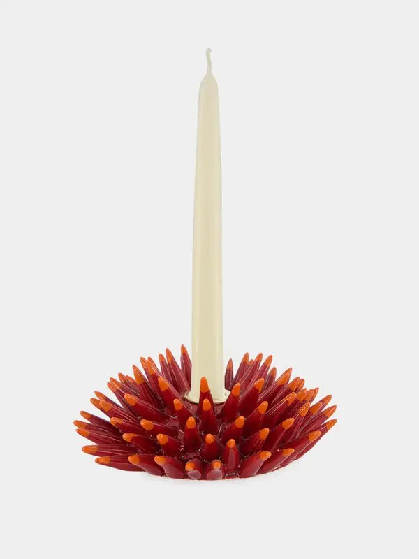 La DoubleJ Solid Bordeaux Spine Candle Holder - Red