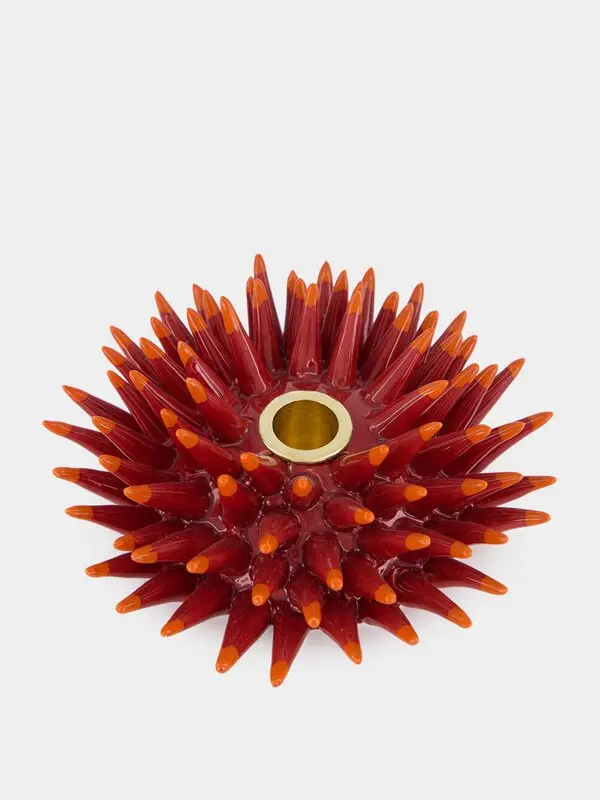 La DoubleJ Solid Bordeaux Spine Candle Holder - Red
