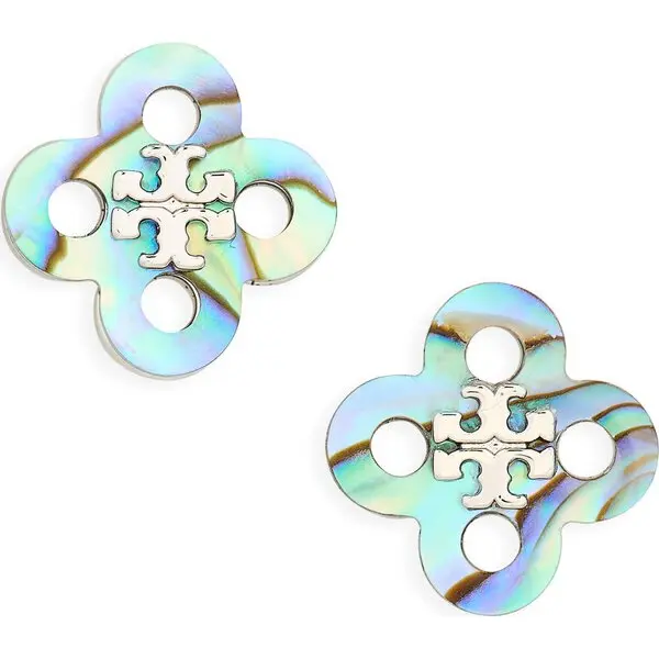 Tory Burch Forget Me Not Stud Earrings - Tory Silver/abalone