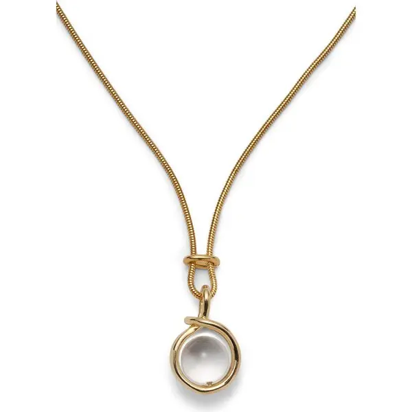 Lady Grey Quartz Lariat Pendant Necklace - Gold
