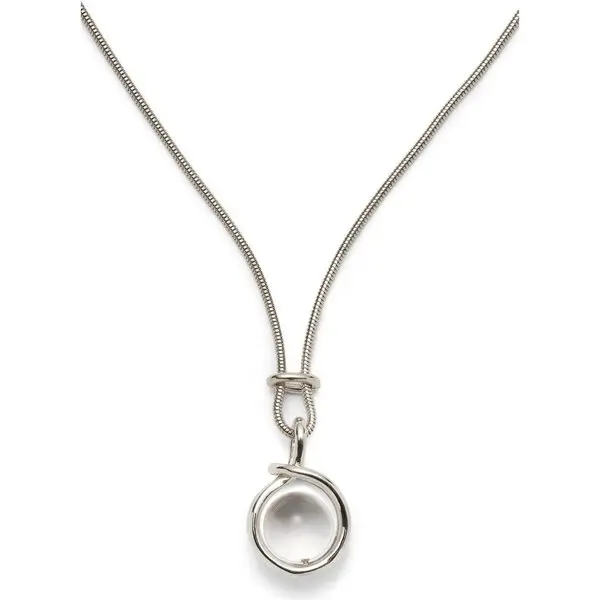 Lady Grey Quartz Lariat Pendant Necklace - Silver
