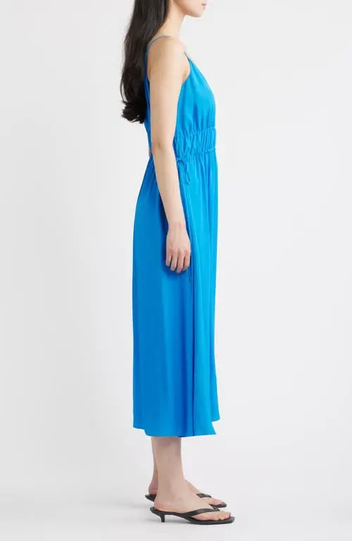 Theory Smocked Sleeveless Midi Dress - Jewel Blue