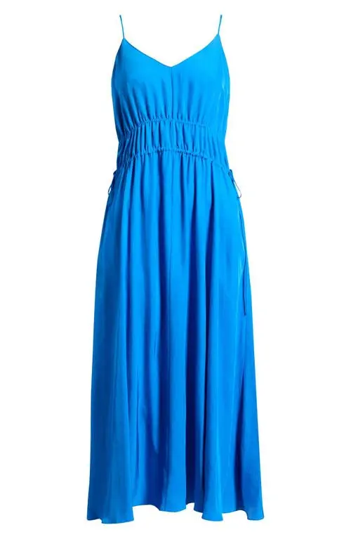 Theory Smocked Sleeveless Midi Dress - Jewel Blue