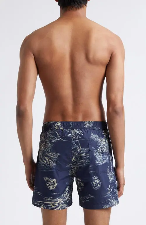 Moncler Tropical Print Swim Trunks - Blue