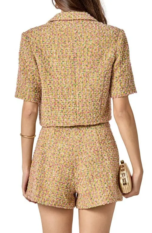 English Factory Cropped Tweed Jacket With Contrasting Collar
