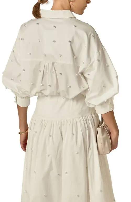 English Factory Pearl Embellished Boxy Shirt
