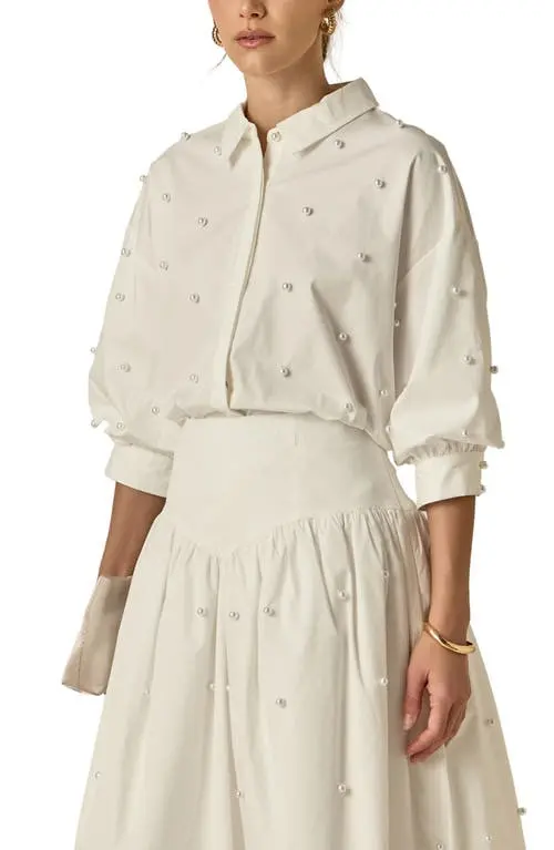 English Factory Pearl Embellished Boxy Shirt