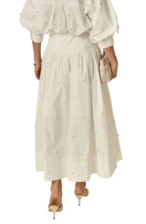 English Factory Pearly Bead Poplin Maxi Skirt