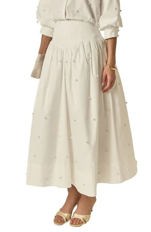 English Factory Pearly Bead Poplin Maxi Skirt