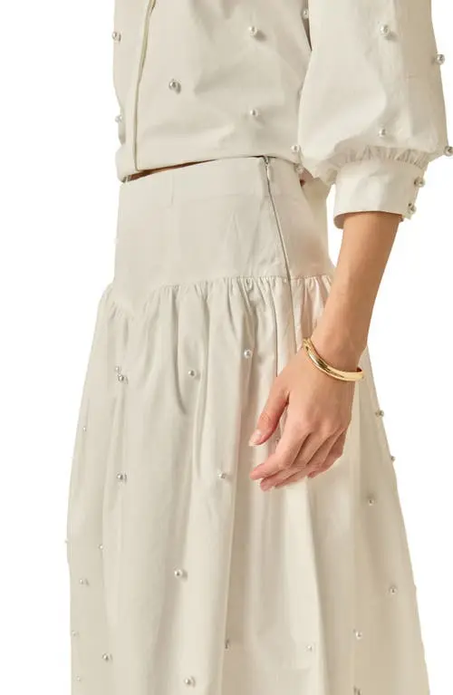 English Factory Pearly Bead Poplin Maxi Skirt