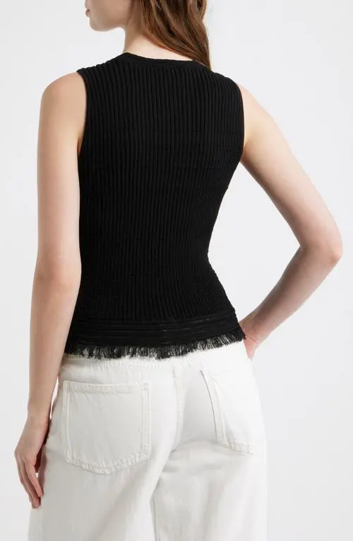 Rag & Bone Ayan Rib Knit Fringe Trim Tank