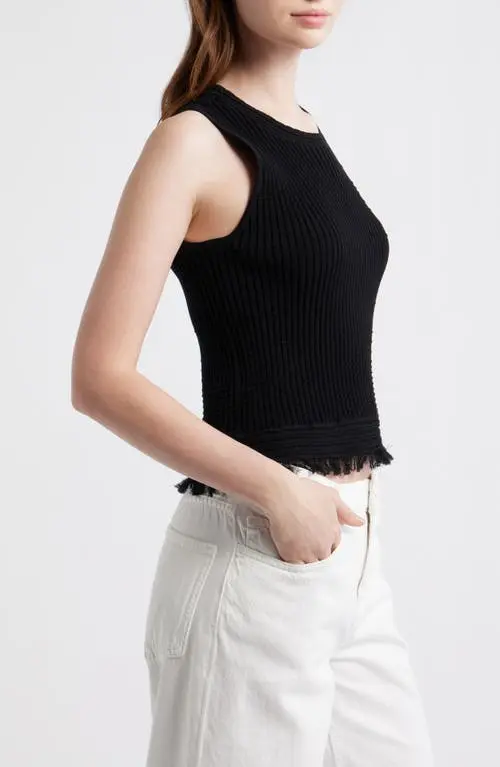 Rag & Bone Ayan Rib Knit Fringe Trim Tank