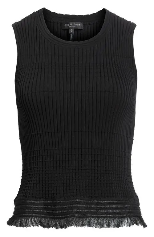 Rag & Bone Ayan Rib Knit Fringe Trim Tank