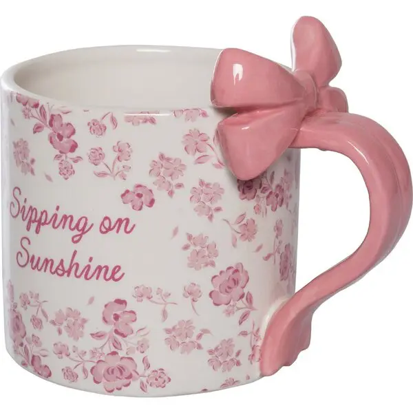 TOTALEE GIFT Sipping On Sunshine Mug W/ Bow Handle Ceramic