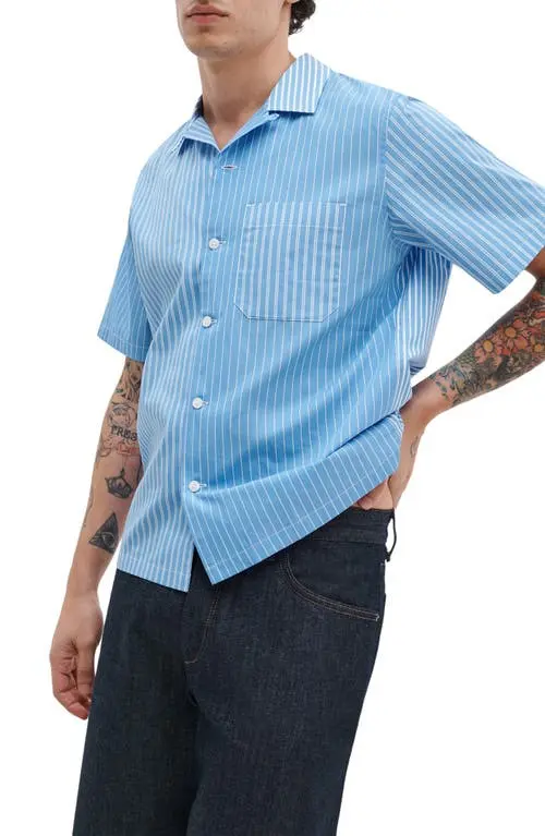 Rag & Bone Avery Stripe Camp Shirt - Blue Multi Stripe