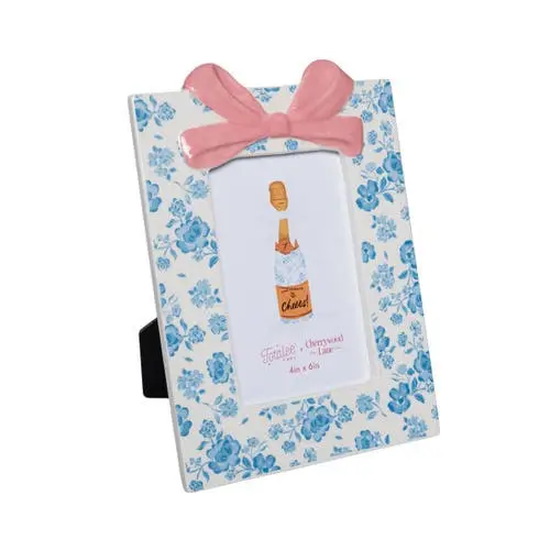 TOTALEE GIFT Floral Photo Frame Ceramic - Blue