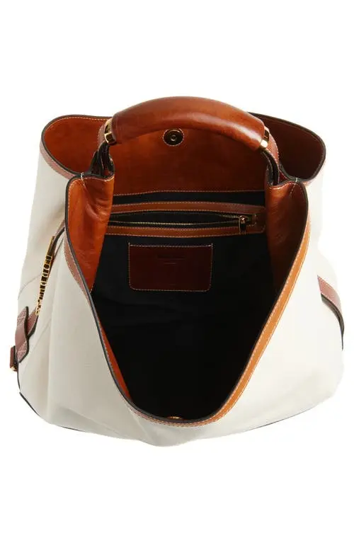 Moschino Canvas & Leather Hobo Bag
