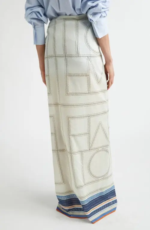 TOTEME Collector Organic Cotton Blend Voile Sarong - Ecru/navy