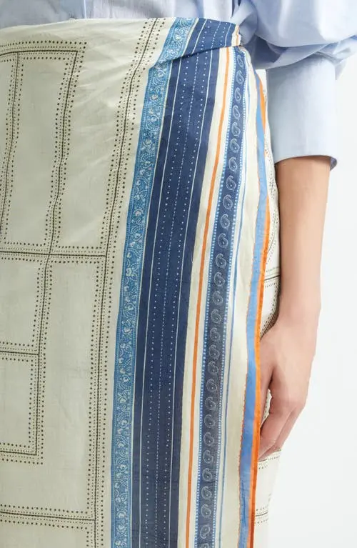 TOTEME Collector Organic Cotton Blend Voile Sarong - Ecru/navy