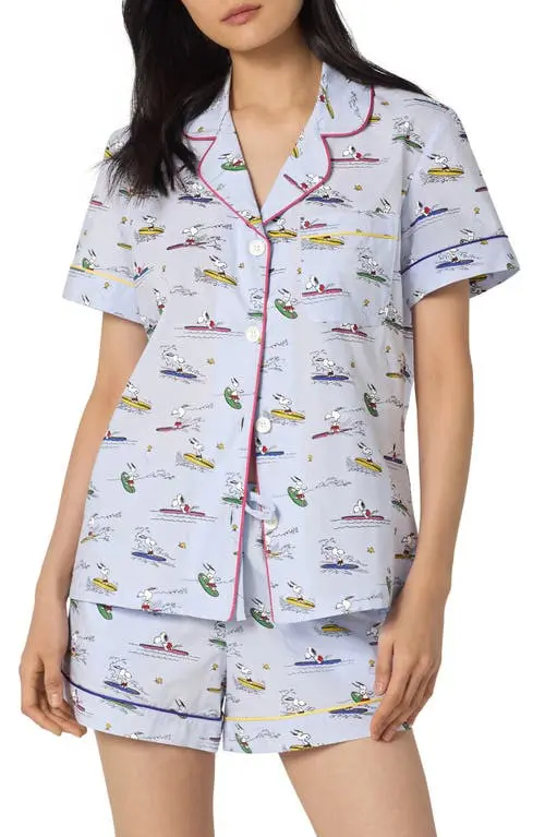 BEDHEAD PAJAMAS X Peanuts® Catch A Wave Organic Cotton Poplin Short Pajamas - Catch A Wave Snoopy