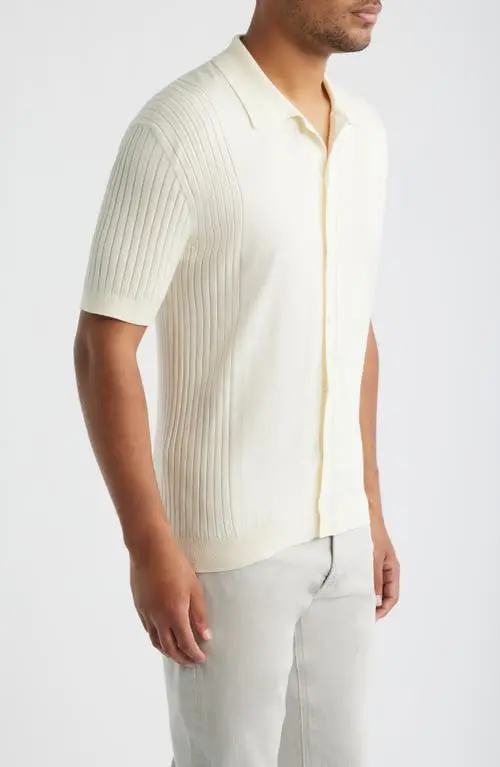 34 Heritage Short Sleeve Button-up Cotton & Silk Sweater - Silver Birch