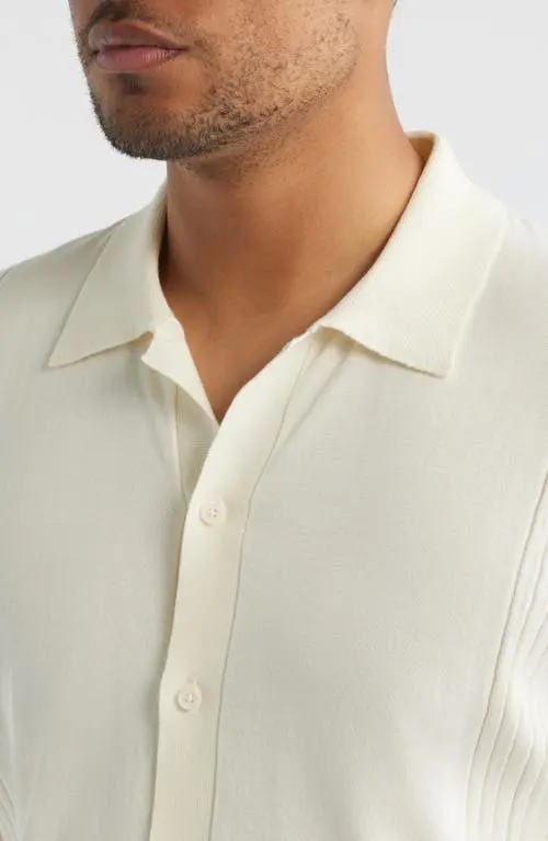 34 Heritage Short Sleeve Button-up Cotton & Silk Sweater - Silver Birch