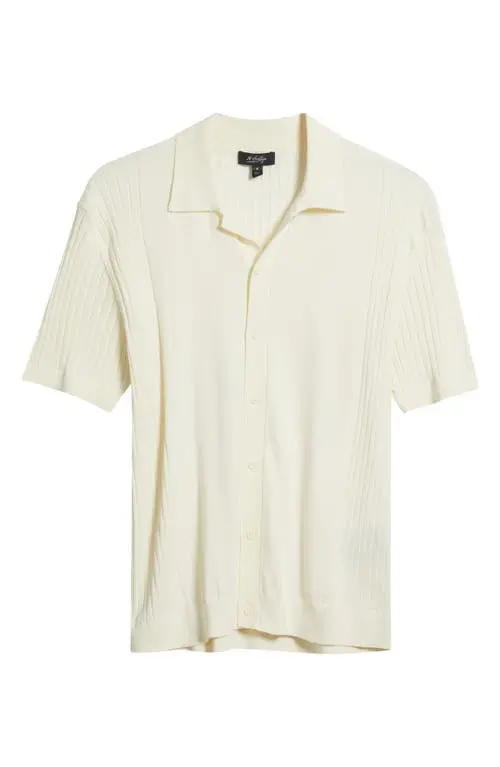 34 Heritage Short Sleeve Button-up Cotton & Silk Sweater - Silver Birch