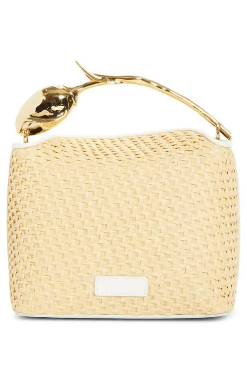 Erdem Mini Bloom Raffia Handbag With Flower Bud Handle - Natural