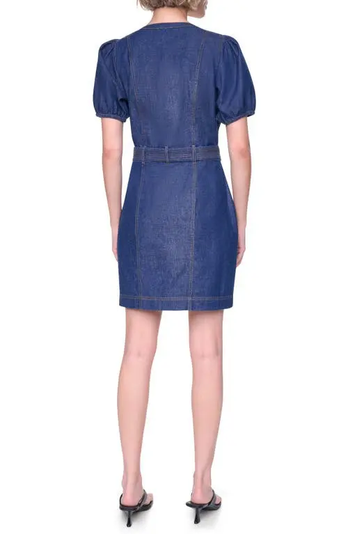 Dkny Crosby Belted Puff Sleeve Denim Dress - Crosby Wash