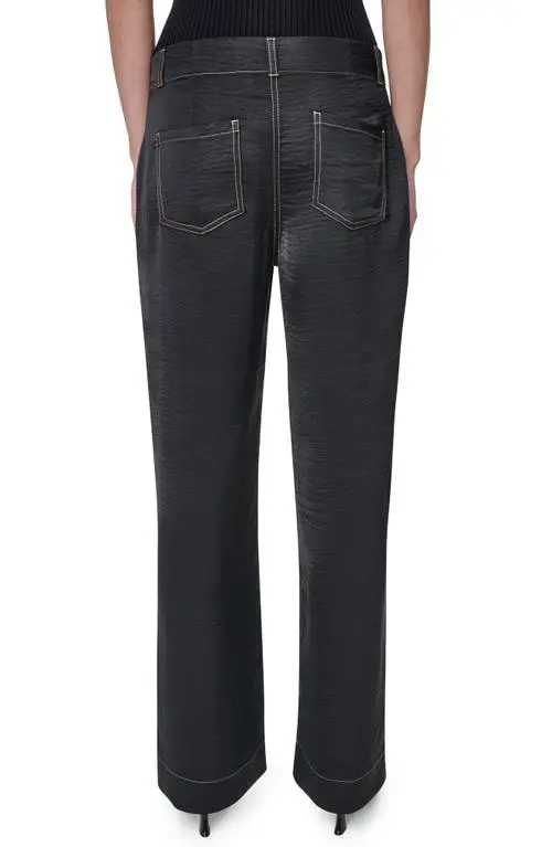 Dkny Contrast Stitch Straight Leg Pants - Black