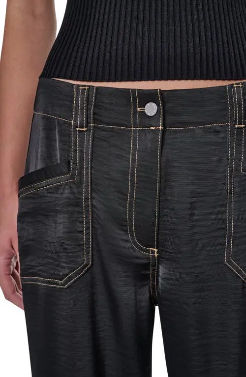 Dkny Contrast Stitch Straight Leg Pants - Black