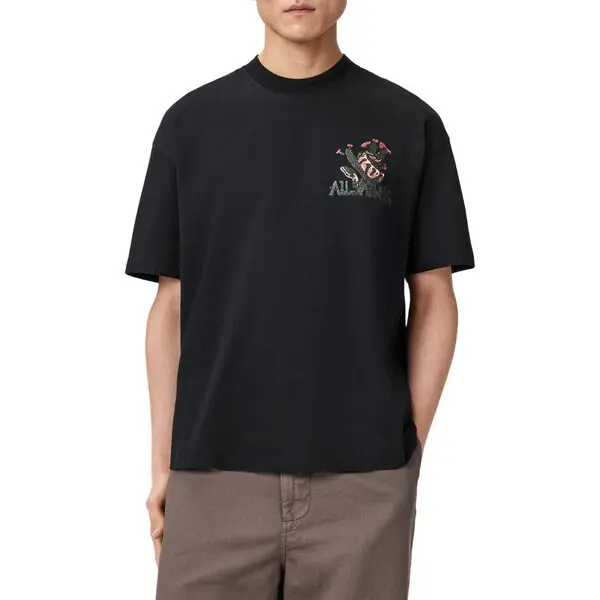 ALLSAINTS Cacti Graphic T-shirt - Washed Black