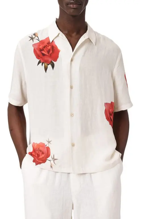 ALLSAINTS Fazed Floral Button-up Camp Shirt - Ecru